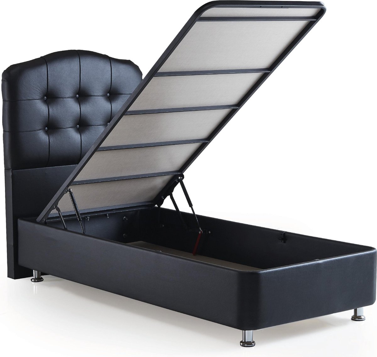 90x200 Opberg Boxspring Luxor – Boxspring met opbergruimte – zwart ...