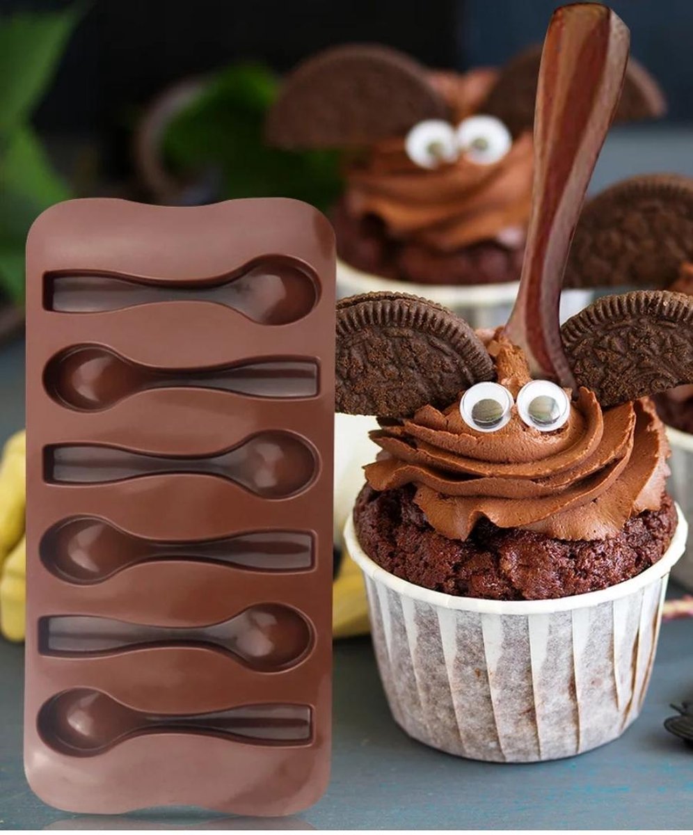 Siliconen 3d mal voor 6 dessertlepel. chocolade mal / fondant mal/ gips ...