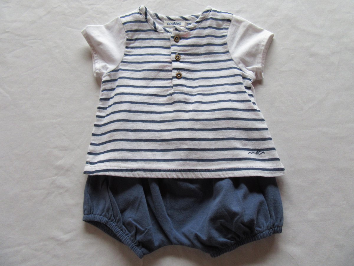 noukie's , kledij setje voor meisje, wit / marine , 9 maand 74 | bol.com