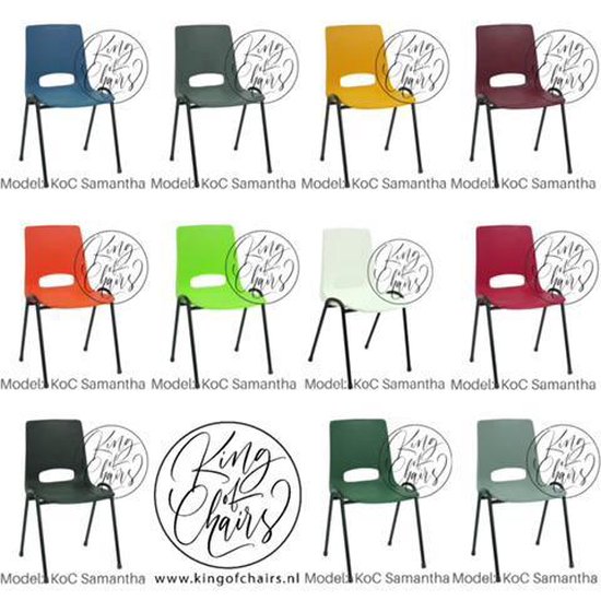 King of Chairs -Set van 6- Model KoC Samantha rood met zwart onderstel ...