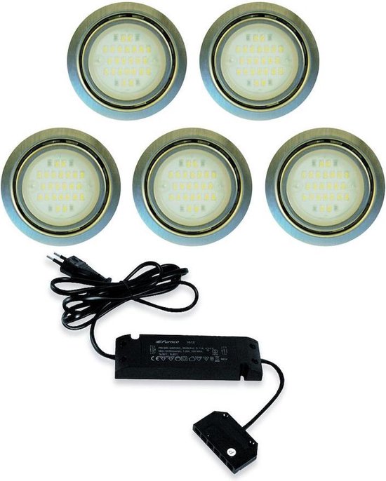 Nova LED set van 5 inbouw spots en trafo 12V/30W RVS-look | bol