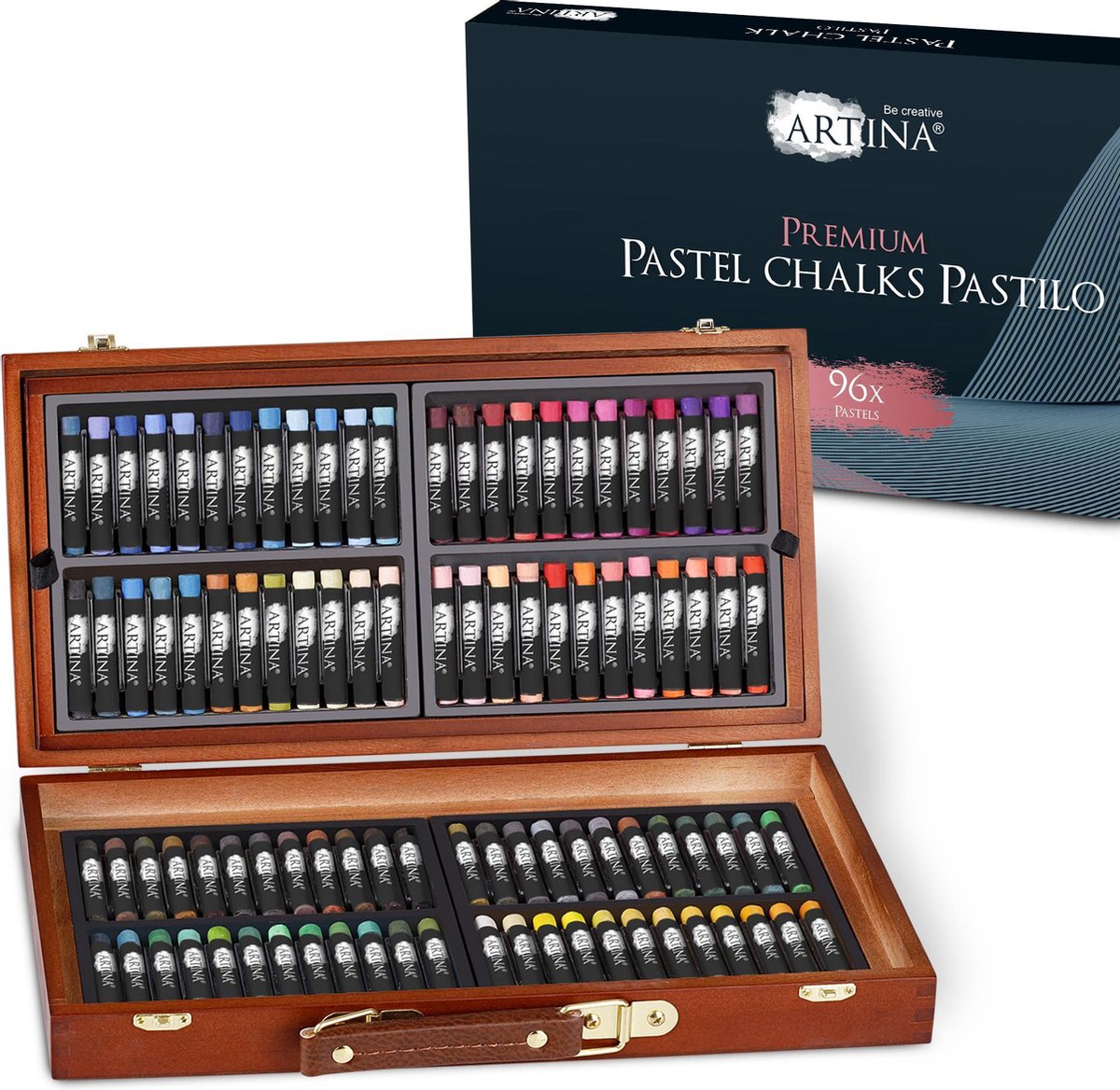 Artina Pastelkrijt Pastilo in Houten Koffer - Zachte Pastel Krijt ...