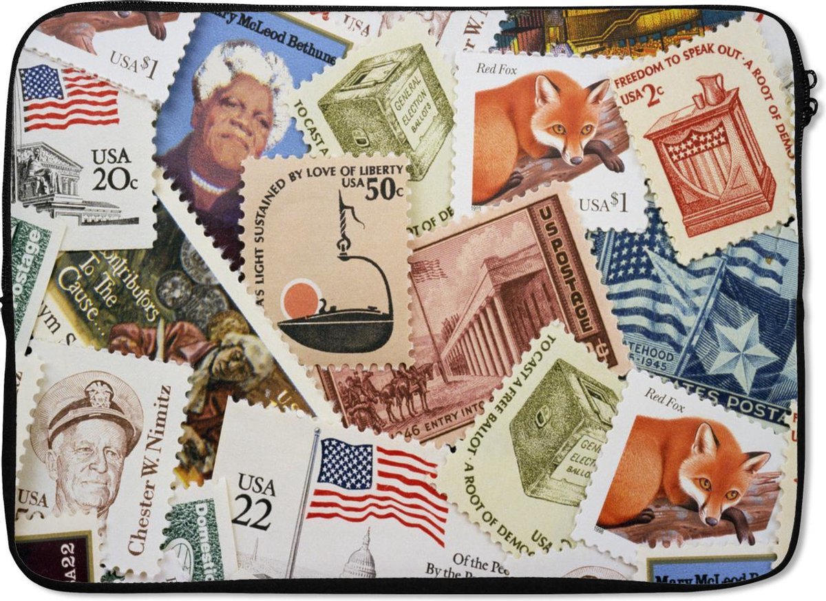 Laptophoes 13 inch - Assorted postage stamps - Laptop sleeve | bol.com