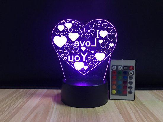 3D LED Creative Lamp Sign I Love You - Complete Set | bol