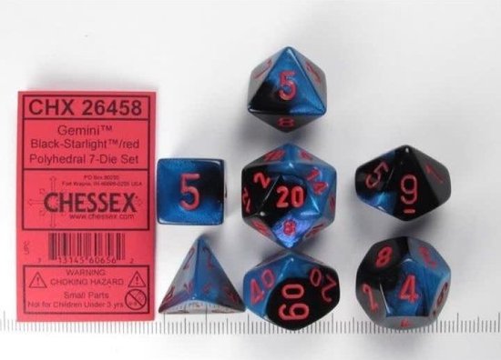 Chessex Gemini Black-Starlight/red Polydice Dobbelsteen Set (7 stuks) | Games | bol.com