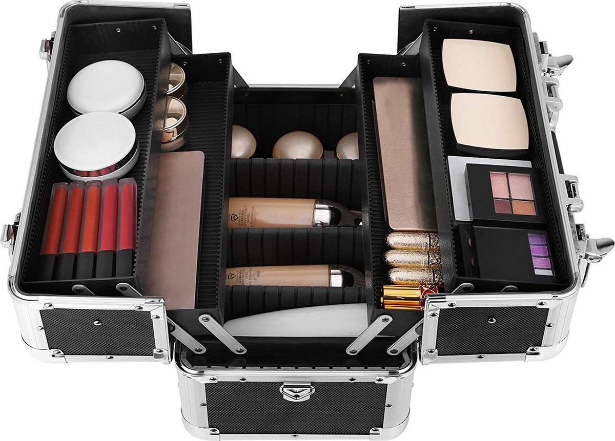 Songmics? Black Aluminium Lockable Cosmetics and Make-up Beauty Carry ...
