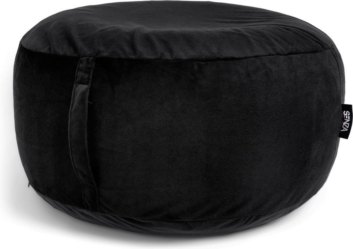 SENZA Fluwelen Ronde Poef - Opblaasbaar - Zwart | bol