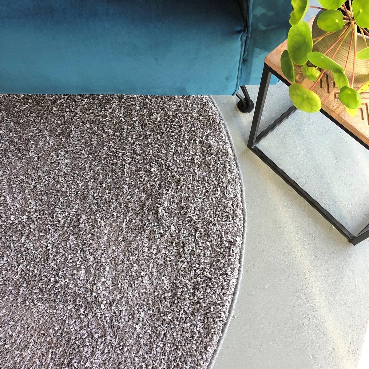 Hoogpolig Rond Vloerkleed Licht Grijs - Shaggy Collection Grijs ...
