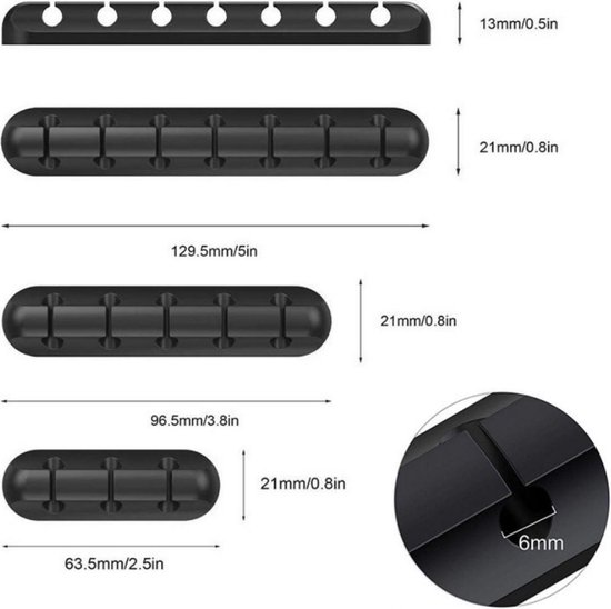 Kabel Organiser set - Rubber Kabel Organiser GRIJS - kabelgoot bureau ...