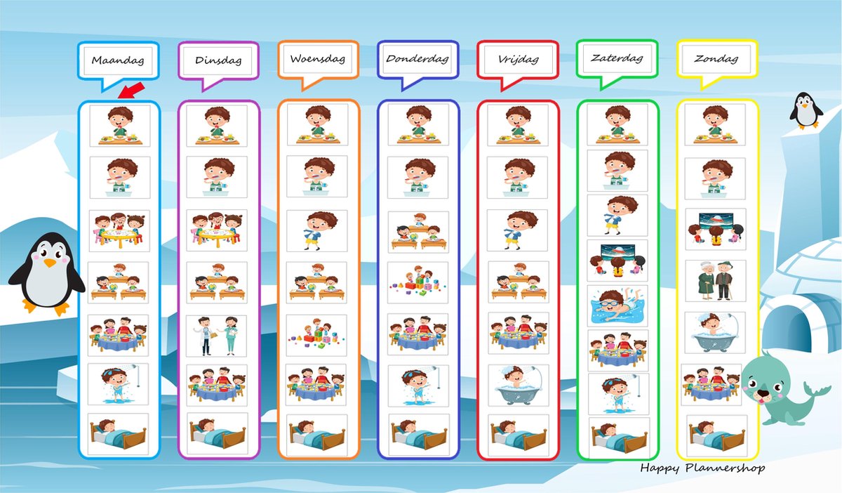 Pakket planbord Ice Animals jongensvariant - weekplanner Kind ...