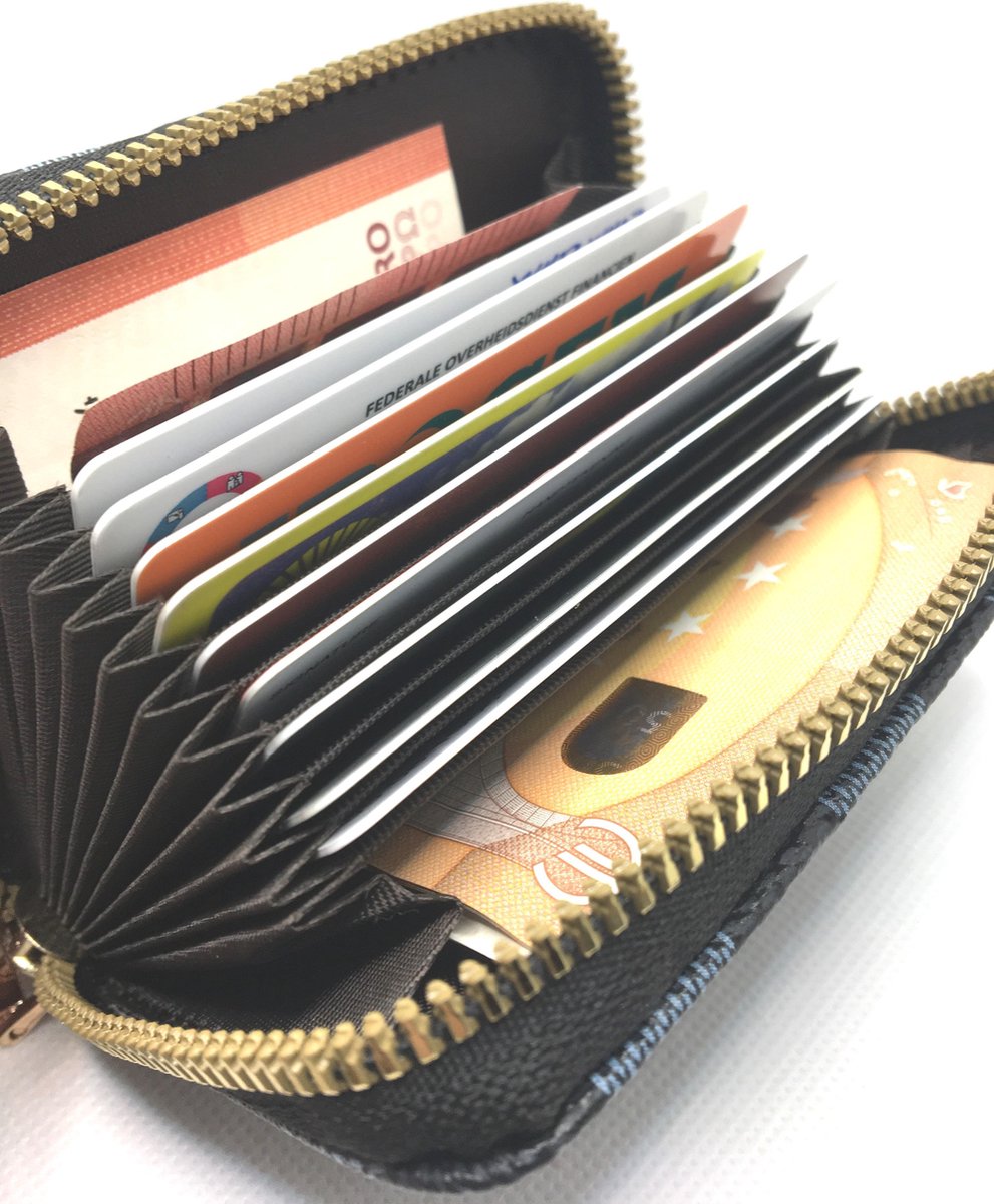 RFID Portemonnee met rits PU-leder black square / Creditcardhouder ...