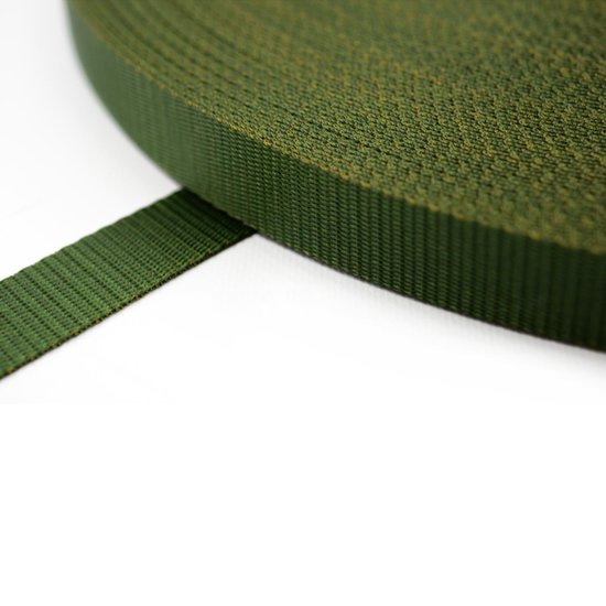 Polyester band 25 mm - 1200 kg - 50 m op rol - zonder strepen - Kaki ...