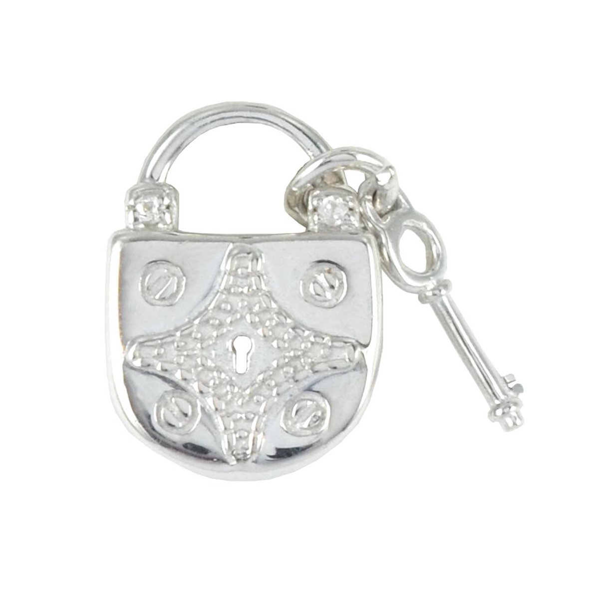 Silventi 932481095 Zilveren Hanger - Dames - Slotje met Sleutel - Wit ...