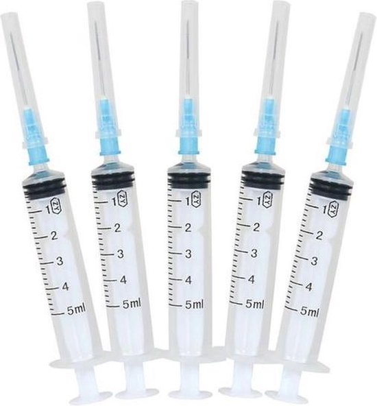 5 stuks Injectiespuit / doseerspuit / spuit met naald en met ...