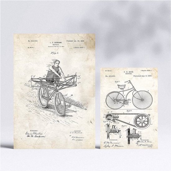 Set van 6 octrooiposters - Vintage interieurdecoratie - Maten A4 en A3 ...