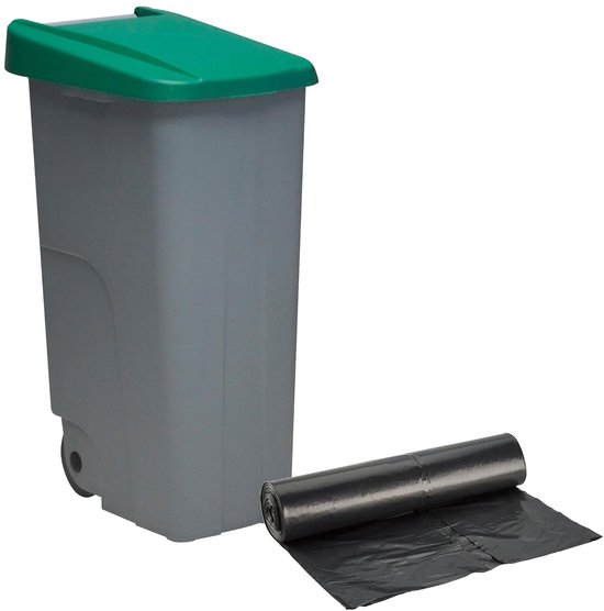 Grote Groene Afvalcontainer 110 Liter met Wielen en Inbegrepen ...