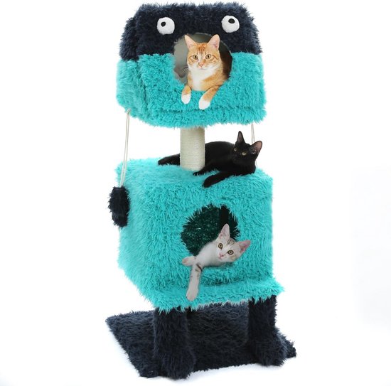 XL Krabpaal Monster Design met 2 Slaapplekken - Comfortabele Kattenhuis ...