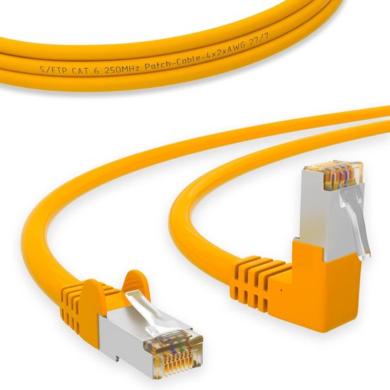 Netwerkkabel LAN Kabel 20 meter CAT 6 S/FTP 90 Graden Hoek RJ45 Koper ...