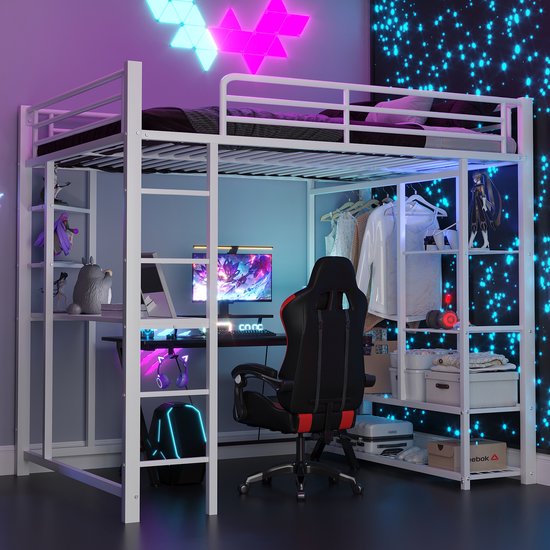 Metalen Hoogslaper 140x200 cm - ladder - bureau - kledingrek ...