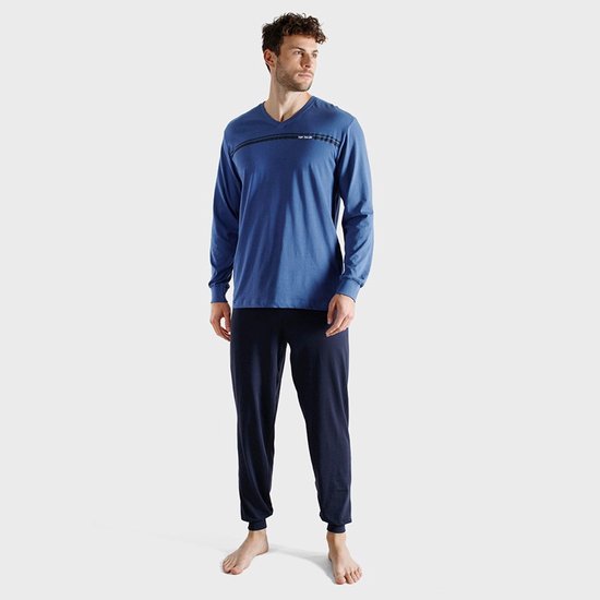 TOM TAILOR - pyjamaset lang basic logo blauw | bol