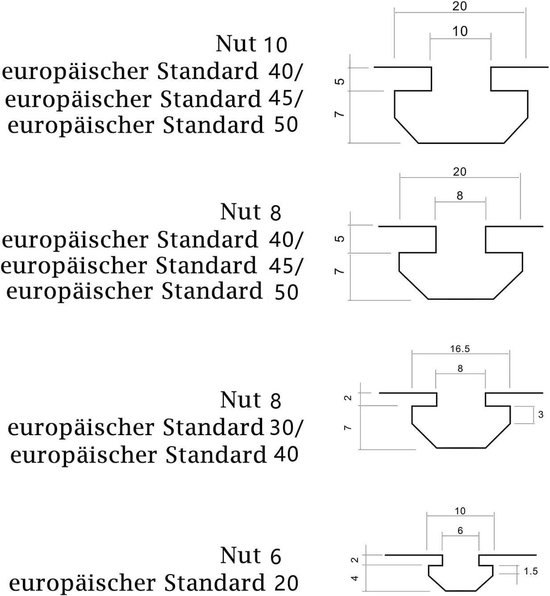 T-sleuf hoekverbinder aluminium profiel - T-groef binnenhoek buitenhoek ...