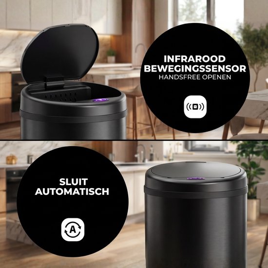 Bayt Prullenbak - Prullenbak 50 Liter - Prullenbak met Sensor ...