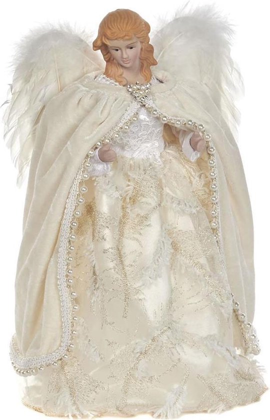 Goodwill Kerstengel-Engel Stof-Parel-Veren Wit-Beige-Cream H 30 cm ...