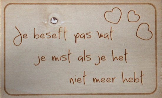 Houten Ansichtkaart - Wenskaart - Wens - Kaart - 9x14cm - Je Beseft Pas ...