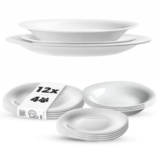 KADAX servies voor 4 personen, 12-delig, servies met soepbord ...