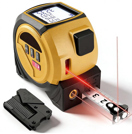 3-in-1 Digitale Laser Afstandsmeter met Rolbandmaat (40m) en Kruislijn ...