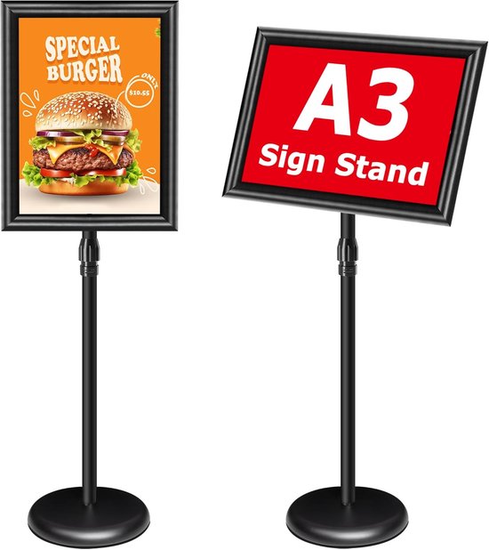 A3 Poster Display Stand - Floor Standing Signage Stands - Adjustable ...