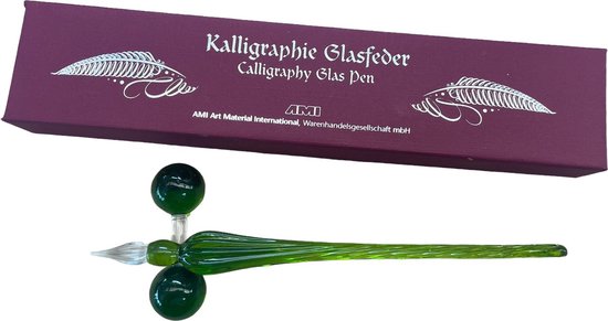 Glazen dip pen set in doosje - Groen - Potje Octopus inkt brown penquin ...