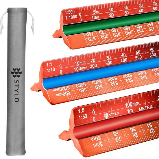 Aluminium Driehoekige Liniaal 30cm - Schaalverdeling met Laser-Étching ...