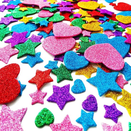 260 Kleurrijke Glitter Foam Stickers Zelfklevend in Sterren en ...