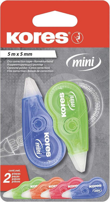 Set van 2 Mini Correctierollers - 3 Meter Tape - 4 Kleuren | bol