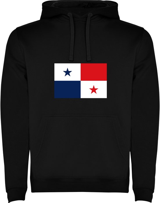Zwarte unisex hoodie met Wereldse vlaggen het land Panama merk Roly ...