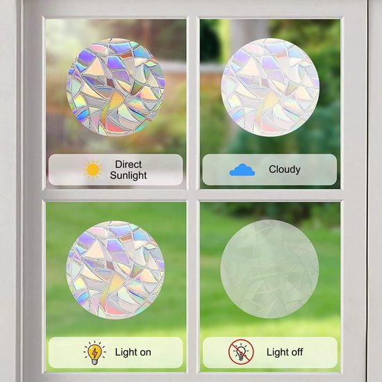 10 Prism Window Stickers - Bird Protection voor Glaspanelen - Regenboog ...