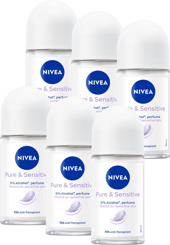 NIVEA Pure & Sensitive Deo Roller - 48u Bescherming Tegen Transpiratie - 0% Parfum... | bol