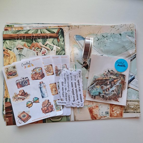 Vakantie journal set - stickers - papier - thema reizen - bullet ...