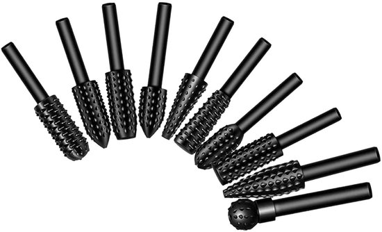 Allecto Plus - 10-delige Houtfrees Set voor Boormachine | Houtrasp ...