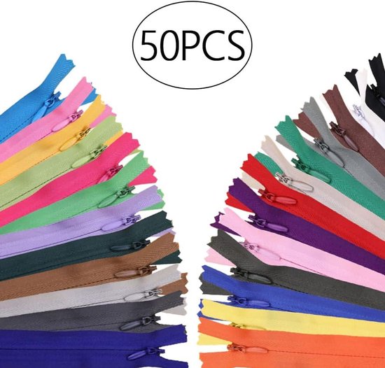 Allecto Plus - 50 stuks naadfijne nylon ritssluitingen in 25 kleuren - 20 cm voor... | bol