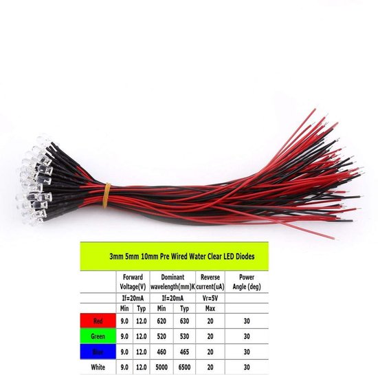 Allecto Plus - LED lampjes op draad 50 stuks (wit rood licht 5mm ...