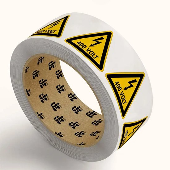 400 volt elektrische spanning waarschuwingsstickers op rol - 15 cm ...