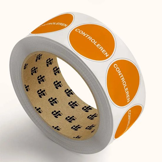 Controleren stickers op rol - oranje wit - 7,5 cm - 318 stickers per ...