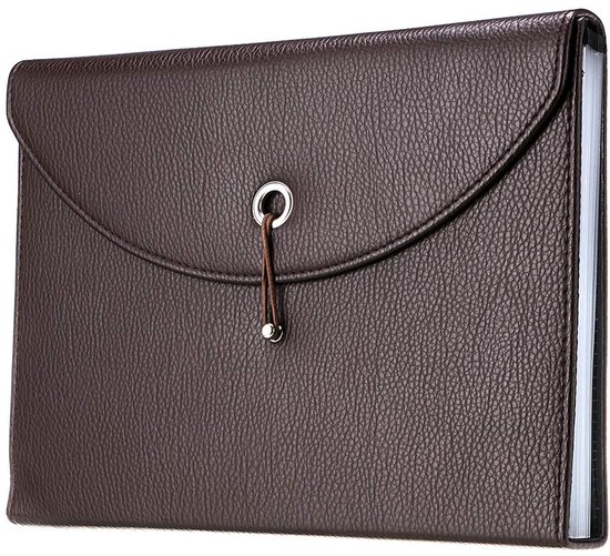 Ignpion, PU lederen uitvouwbare map, 13 vakken, A4 uitvouwbare map ...