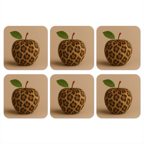 Onderzetters voor glazen - Appel - Panter - Blaadje - Groen - 10x10 cm ...