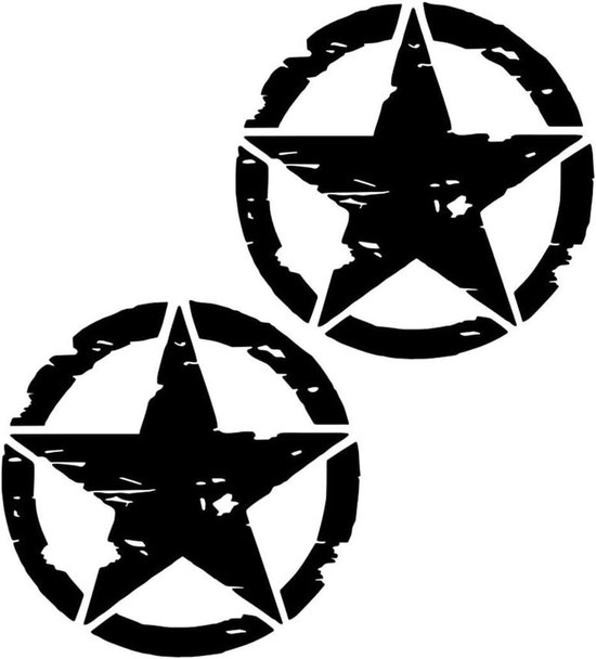 Zeynomax - Stickers Zwart Vintage Militair Ster 15 x 15 cm - Set van 2 ...