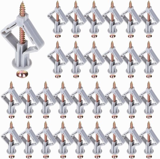 Pack van 100 Gipspluggen met Schroeven - Holle Ruimte Pluggen voor ...