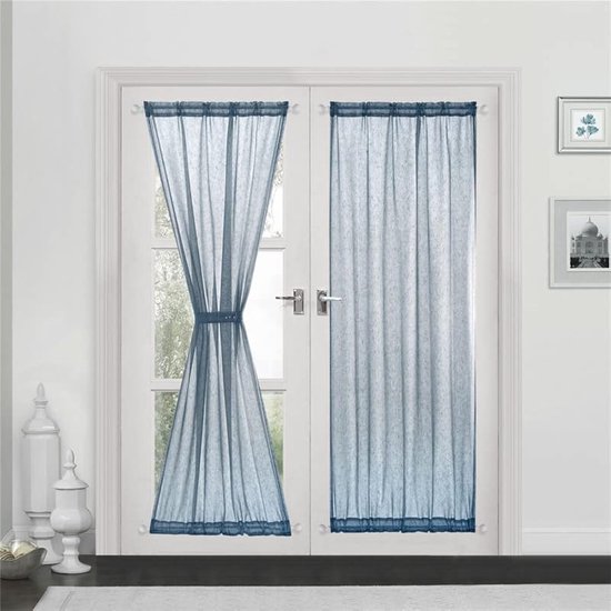 Lange Vitrage Gordijn - Modern Effen Kleur - 1 stuk - Blauw ...