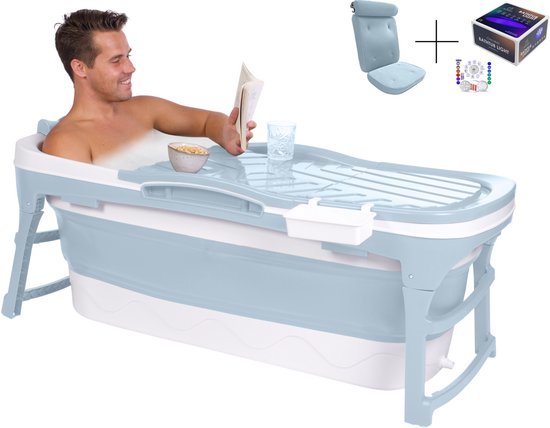 HelloBath® Opvouwbaar bad - Blauw - L Oliver - 143cm lang - Inklapbaar ...